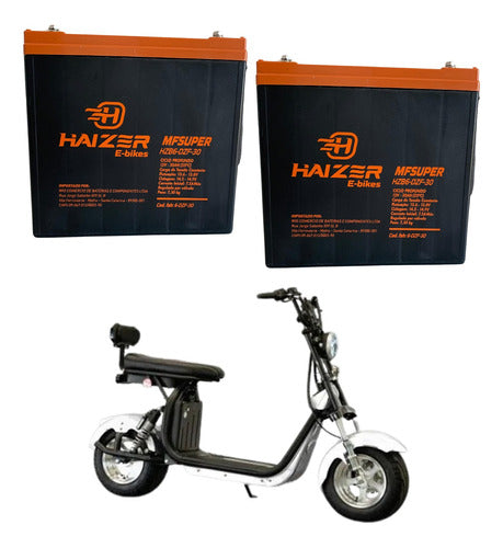 2 Baterias 30ah Haizer Elétrica Bike/moto/cadeira De Rodas